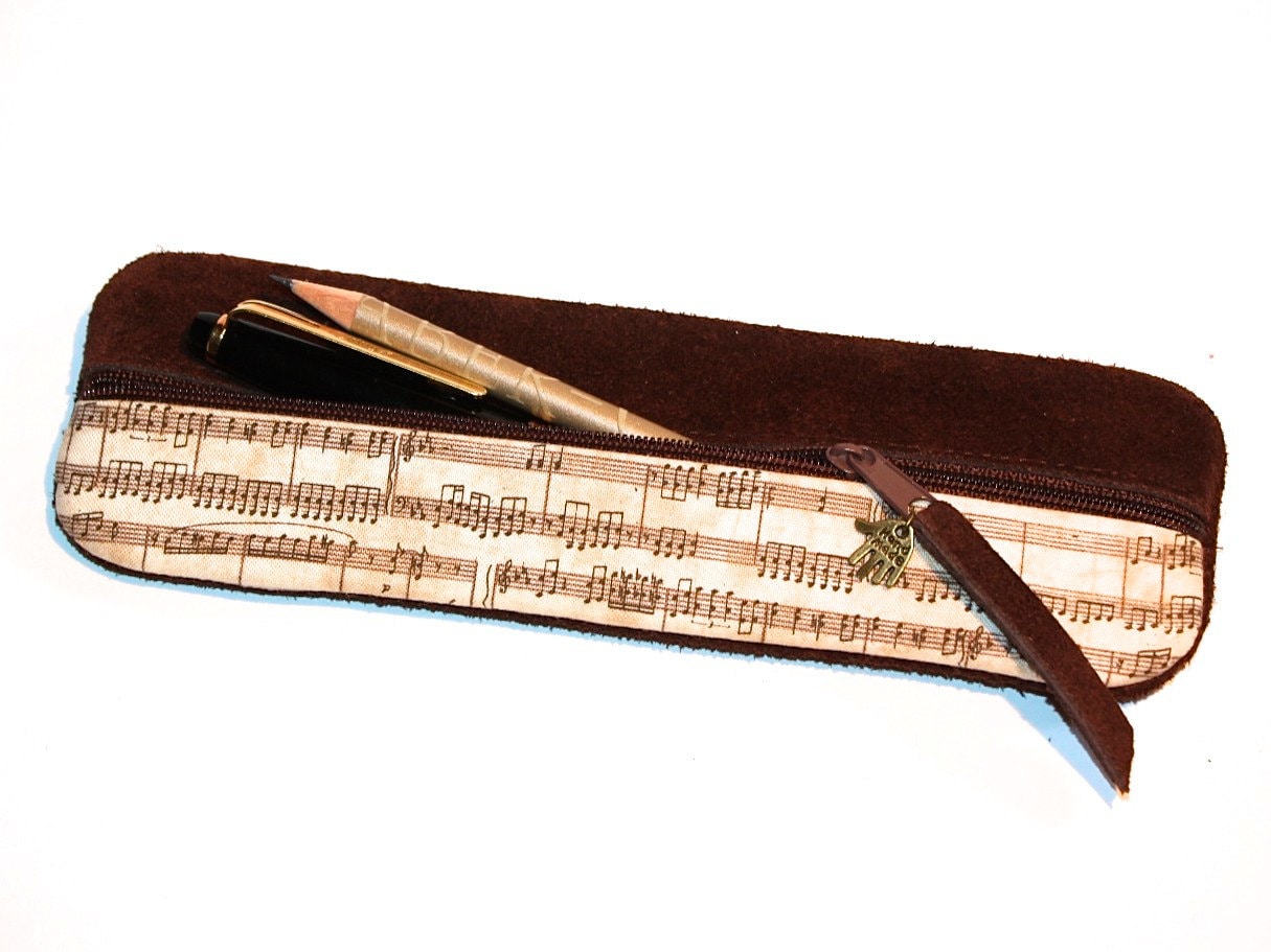 Pencil Case Leather & Fabricunique MUSIC SHEET - Etsy