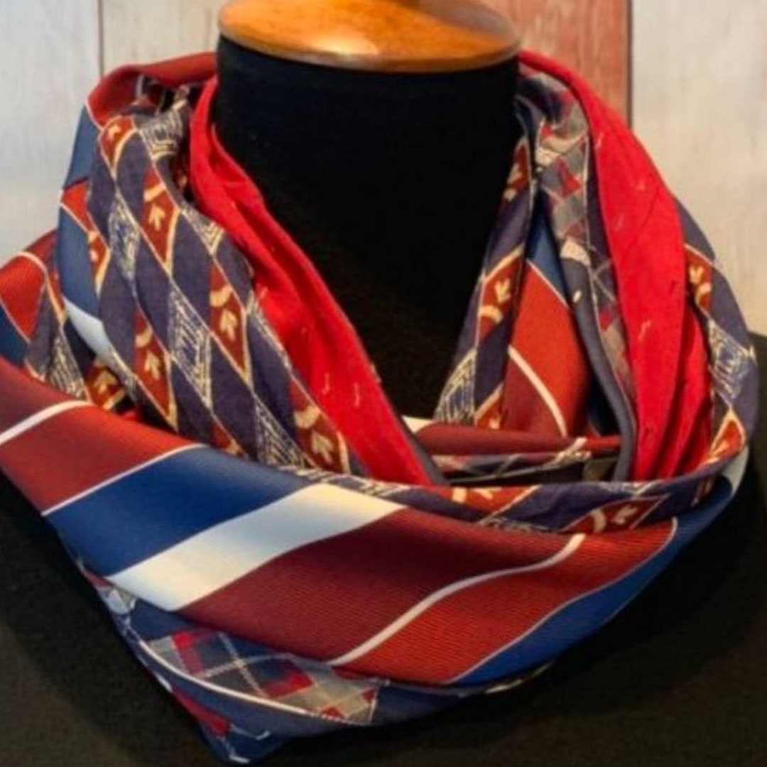Handmade Upcycled Argyle Golf Club Neck Tie Infinity Scarf in Clear ...