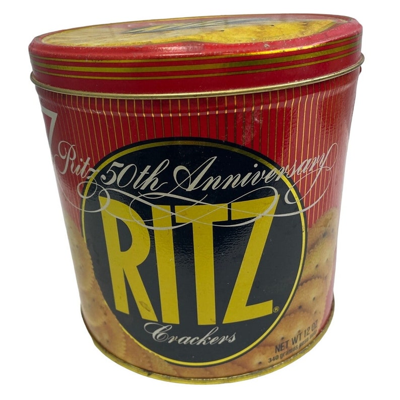 Vintage 1984 50th Anniversary Ritz Crackers Round 12oz Metal Tin W Lid ...