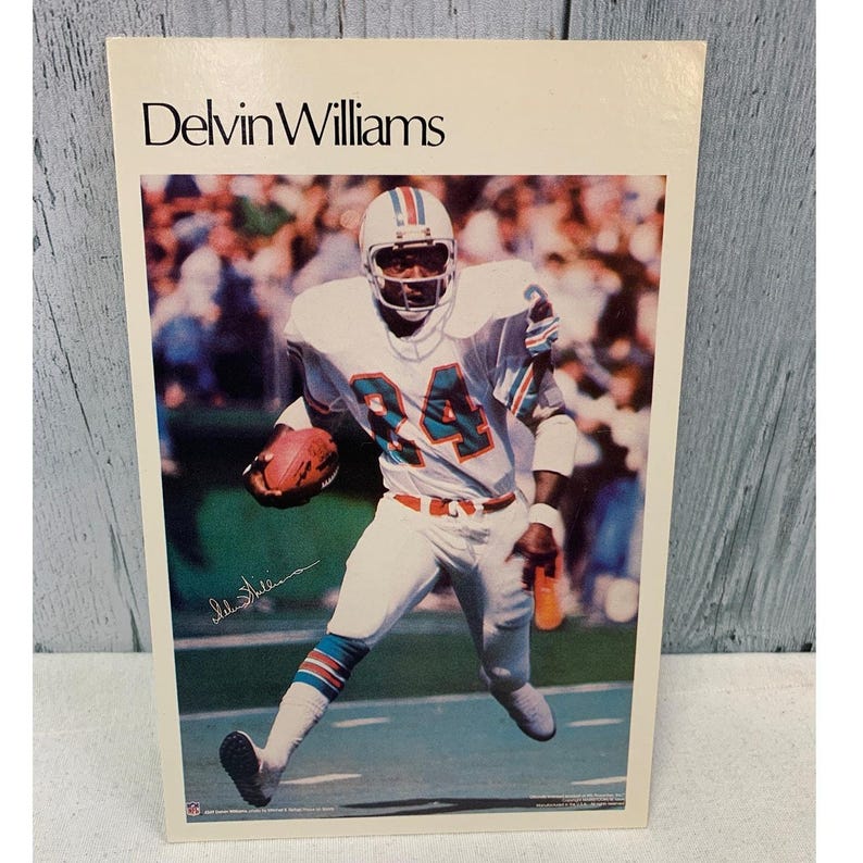Vintage 1980s NFL Miami Delvin Williams Mini Poster 50 of 50 Football ...