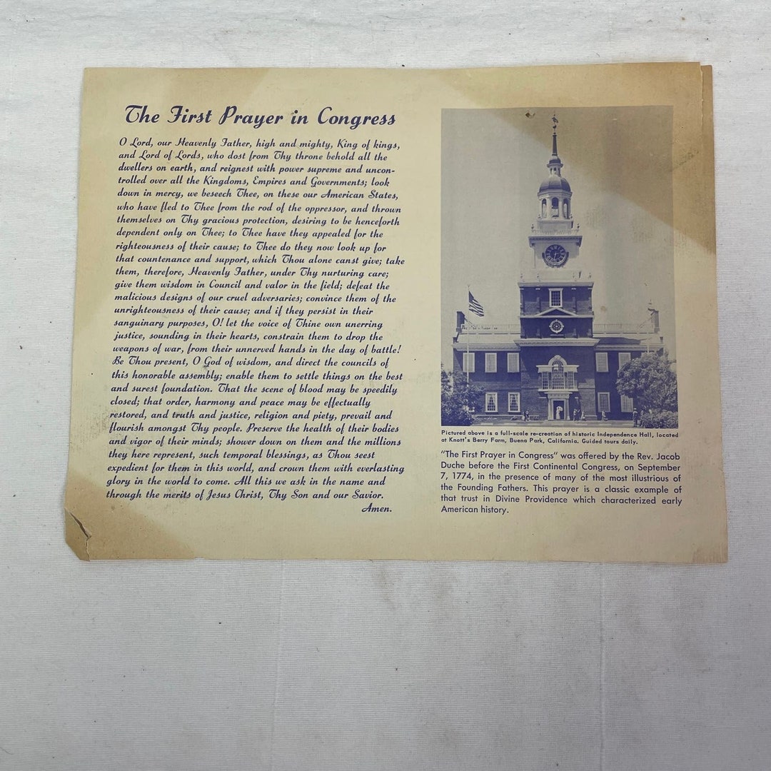Vintage the First Prayer in Congress Independence Hall Knott's Berry ...