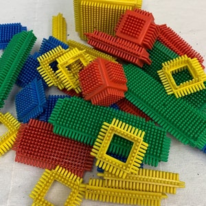 34 Vintage Playskool Colorful Bristle Blocks Childs Building Playset ...