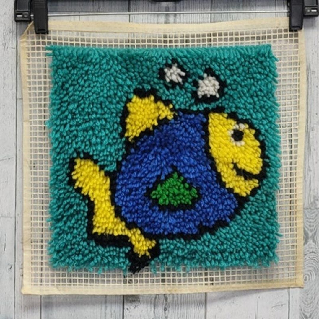 Vintage Handmade Small Tropical Fish Latch Hook Wall Art Hand Made ...