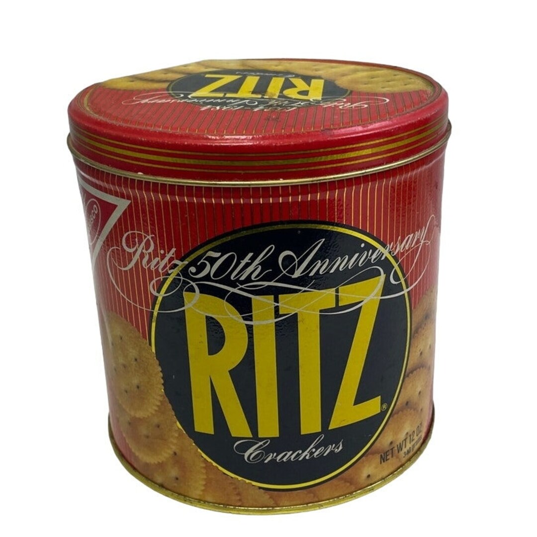 Vintage 1984 50th Anniversary Ritz Crackers Round 12oz Metal Tin W Lid ...