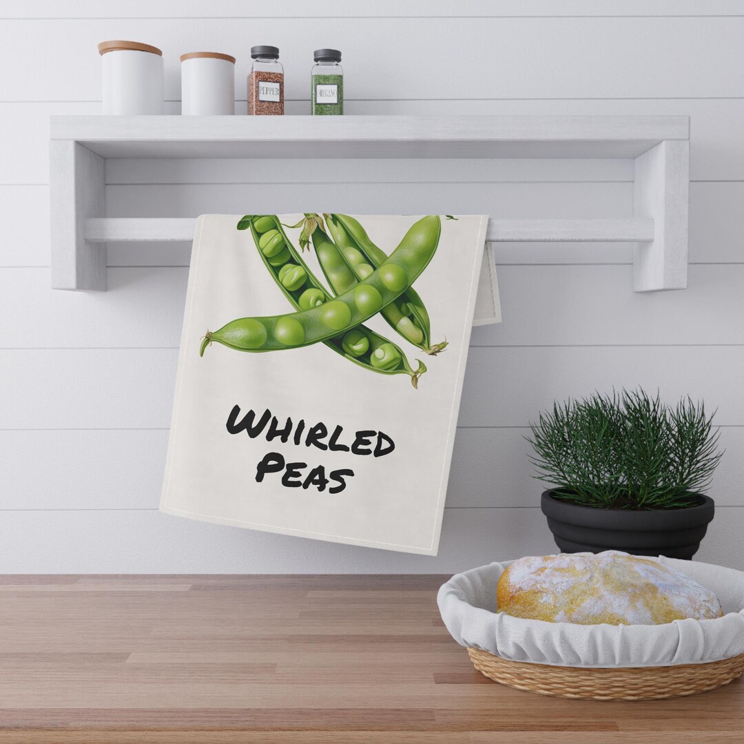 Whirled Peas World Peace Tea Towel Veggie Vegetarian Vegan Chef Pea Pod ...