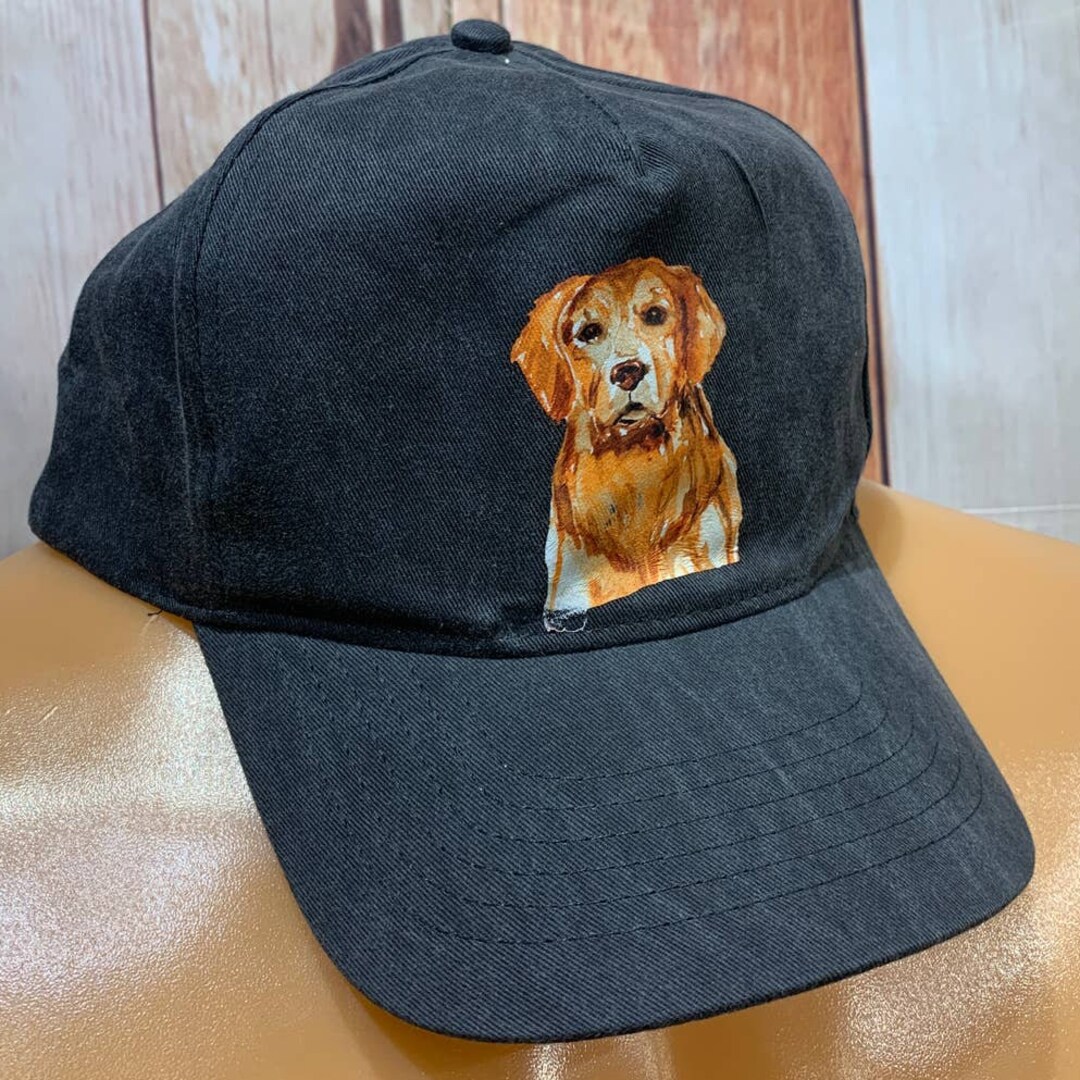New Hand Printed Golden Retriever Puppy Dog Gray Stonewashed Snapback ...