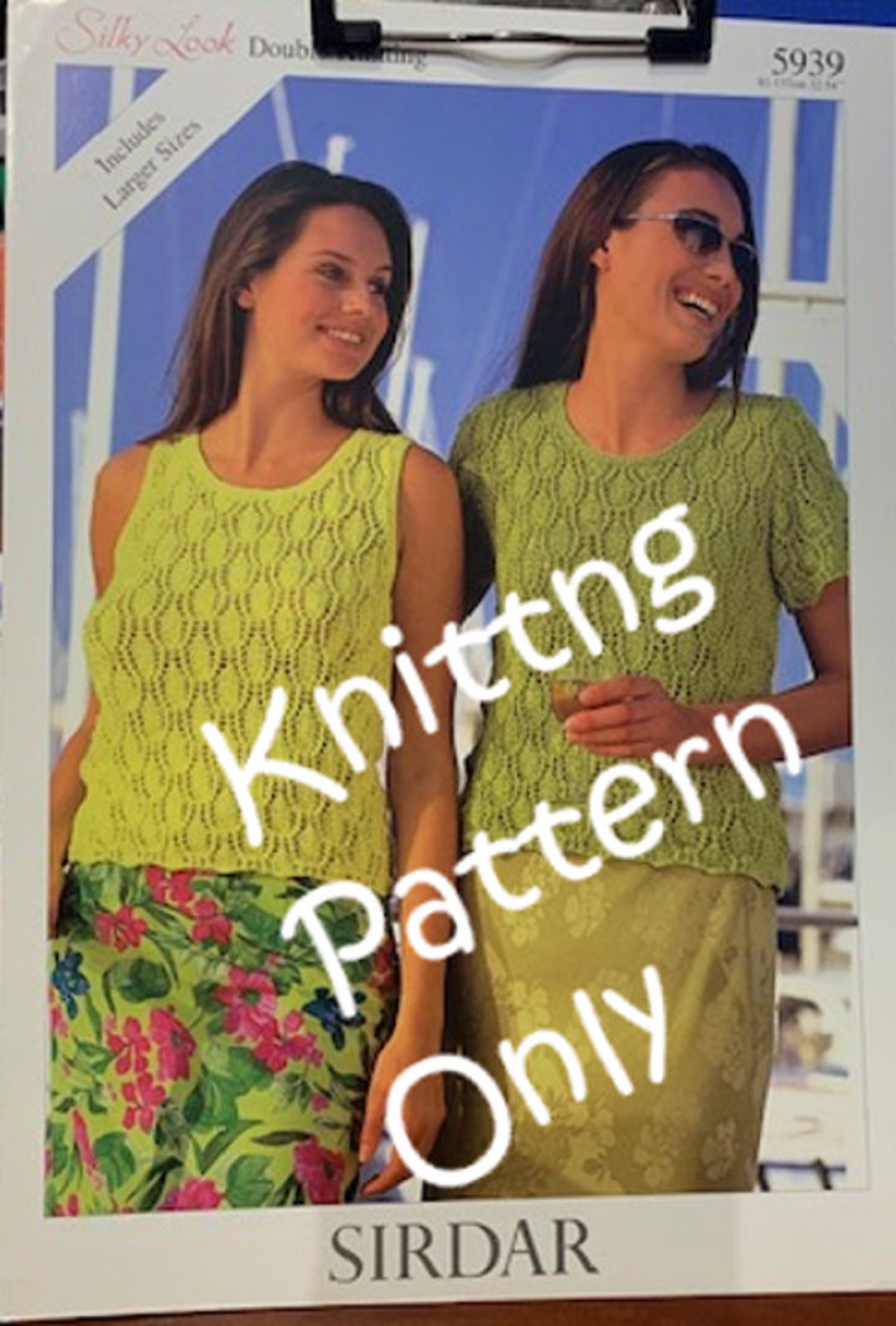 New Sirdar 5939 Silky Look Larger Sizes Lacy Sweater Double Knitting ...