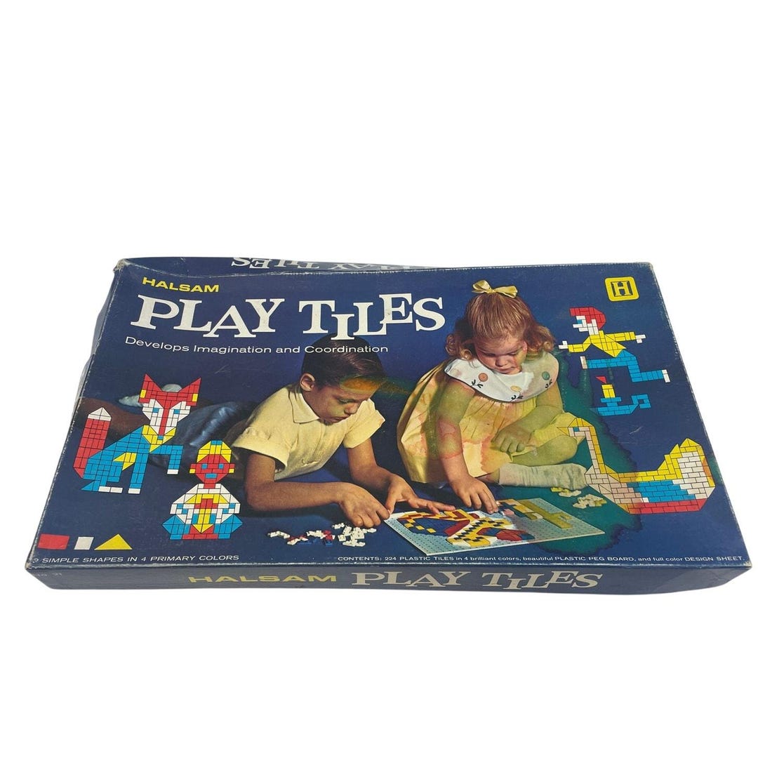 Vintage 1960s Play Tiles Board Game Plastic Pieces Gameboard ...