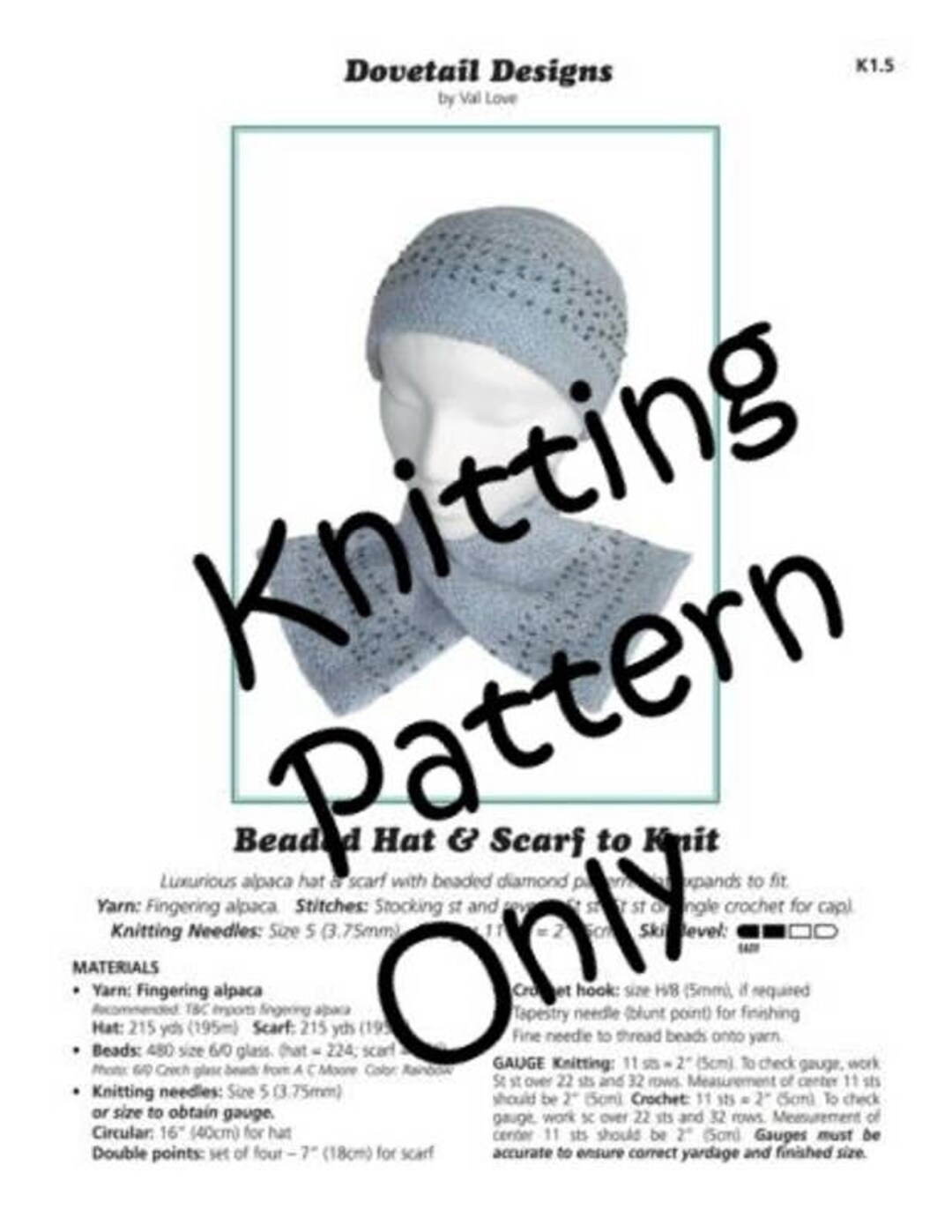 New Val Love for Dovetail Designs Beaded Hat & Scarf to Knit Knitting ...