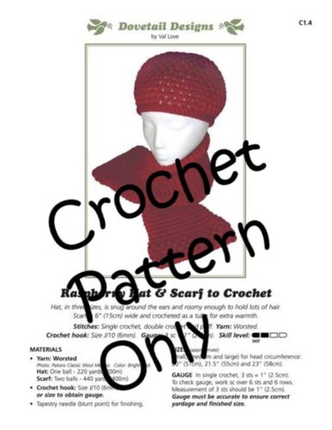 New Val Love for Dovetail Designs Raspberry Hat & Scarf to Crochet ...