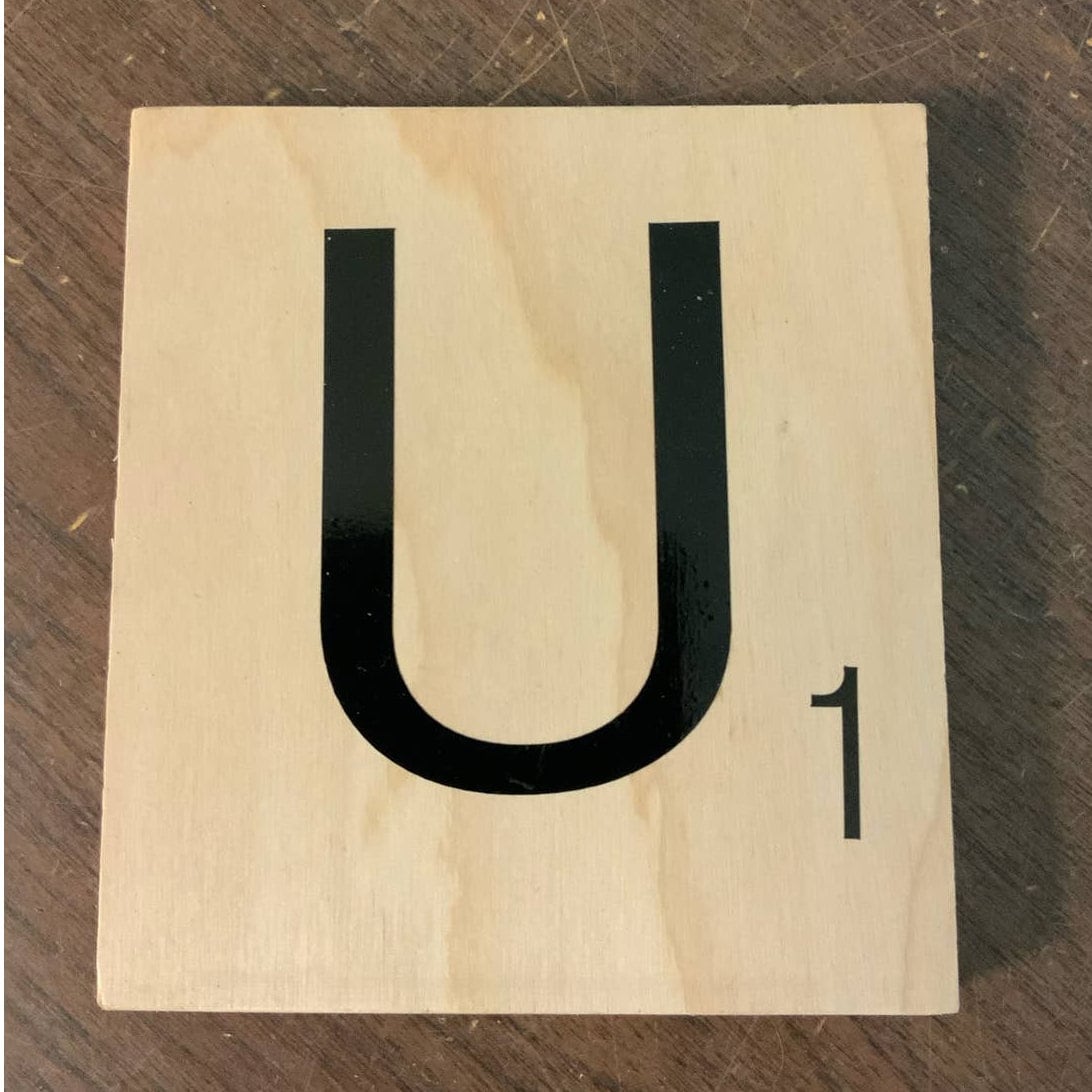 New 5 X 5.5 Scrabble Game Letter U Wooden Alphabet Tiles Craft Supply ...