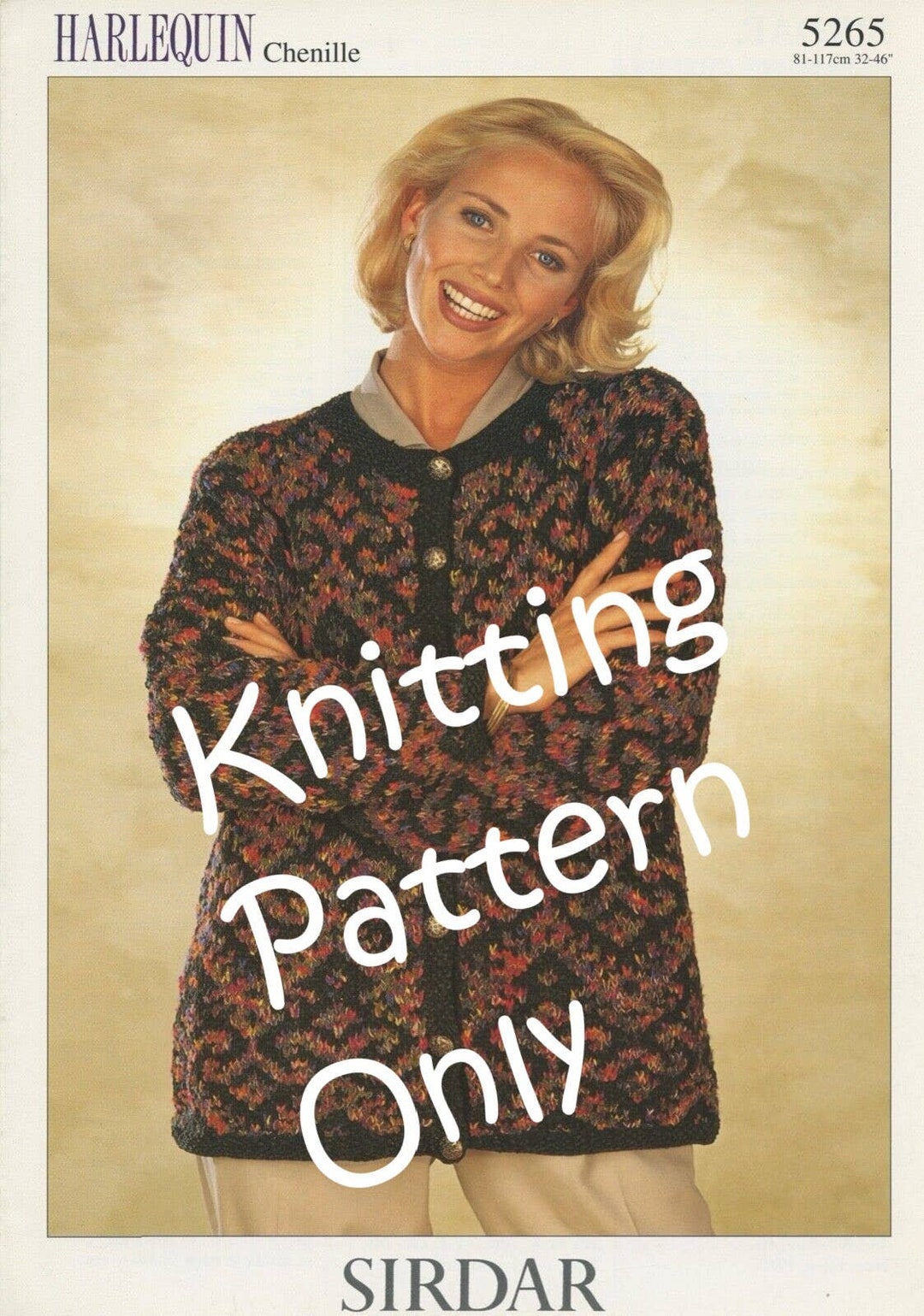 New Sirdar 5265 Harlequin Chenille Cardigan Sweater Jacket Knitting ...