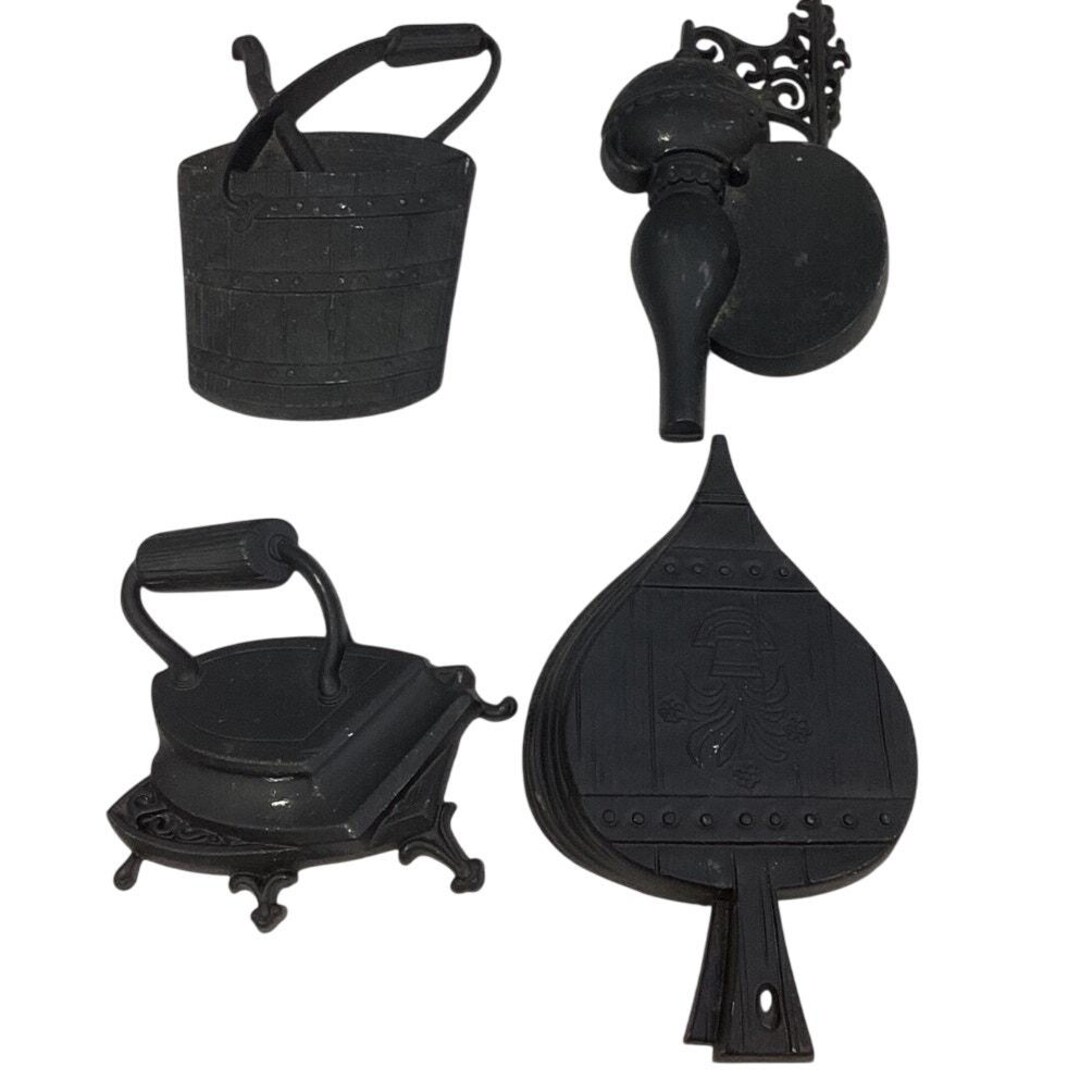 Vintage 1966 Sexton USA Set of 4 Black Painted Metal Bucket Kitchen ...