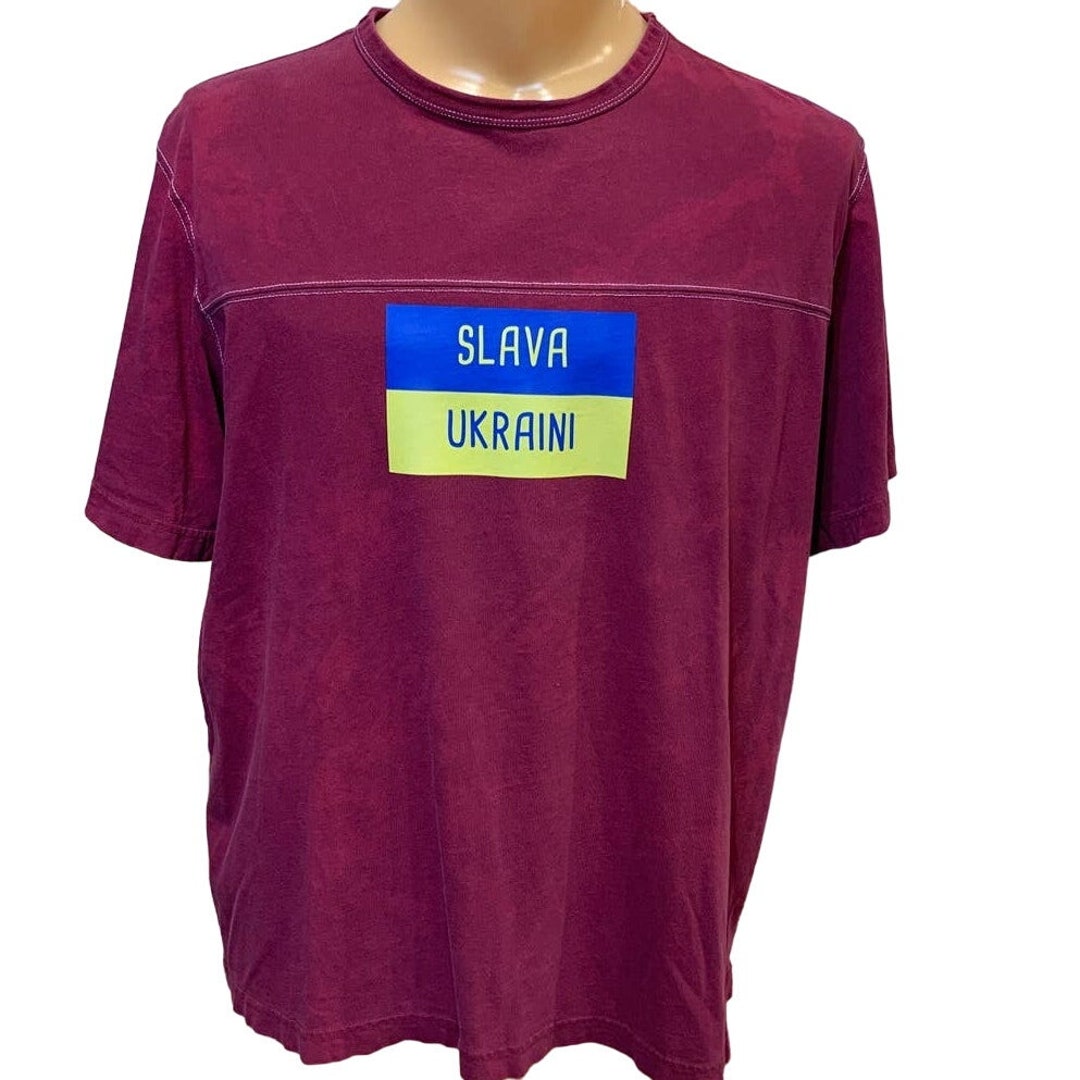 Upcycled Hand Printed XL Ukraine Flag Slava Ukraini Artist Fundraiser ...