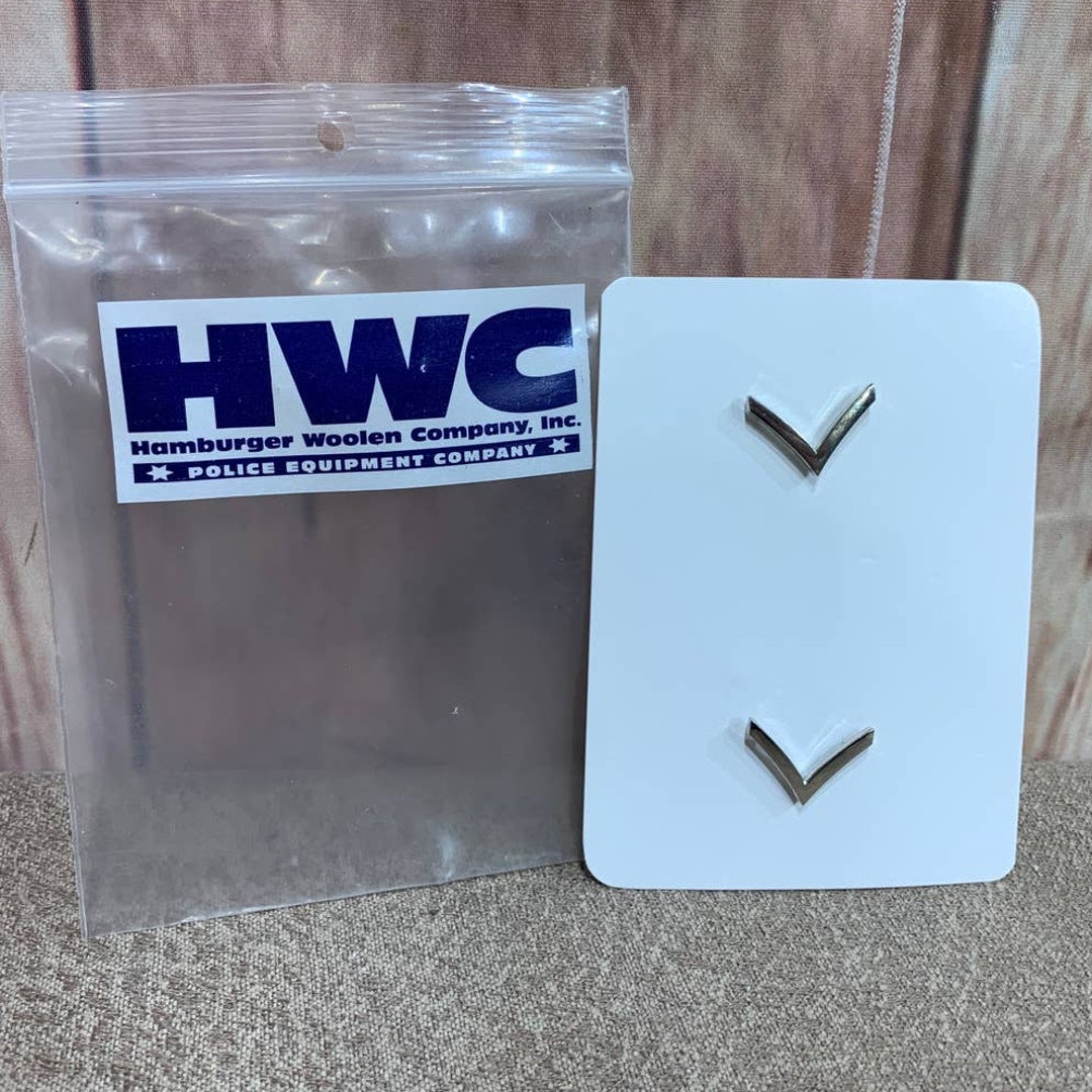 New HWC Police Equipment Nickel Private Security Chevron Guard Pin Pair ...