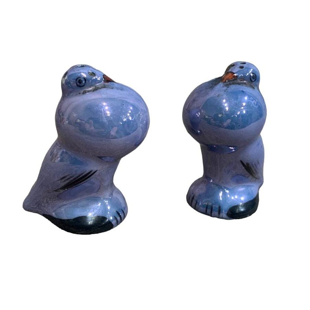 Vintage Japan Ceramic Iridescent Chest Puffer Bird Pigeon Salt Pepper ...