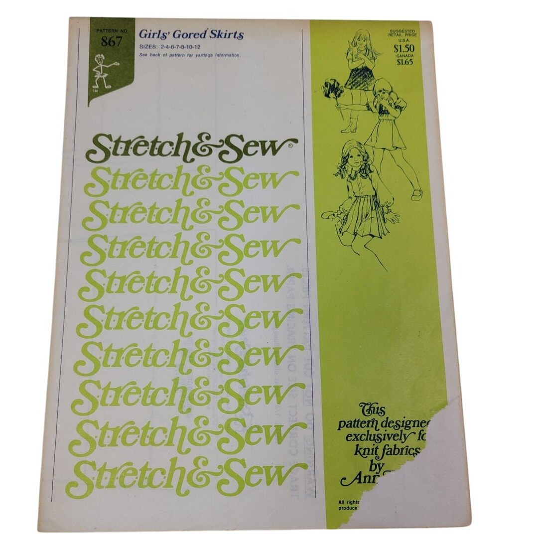 Vintage 1974 Stretch & Sew 867 Girls Gored Skirts Uncut Sewing Pattern ...