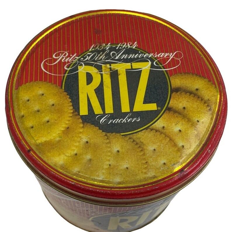 Vintage 1984 50th Anniversary Ritz Crackers Round 12oz Metal Tin W Lid ...