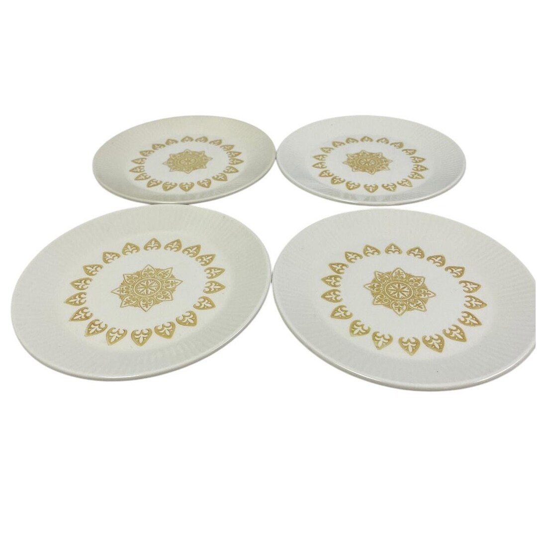Set of 4 Vintage 1960s Gold Sheffield Serenade 6.5" Round Ceramic Salad ...