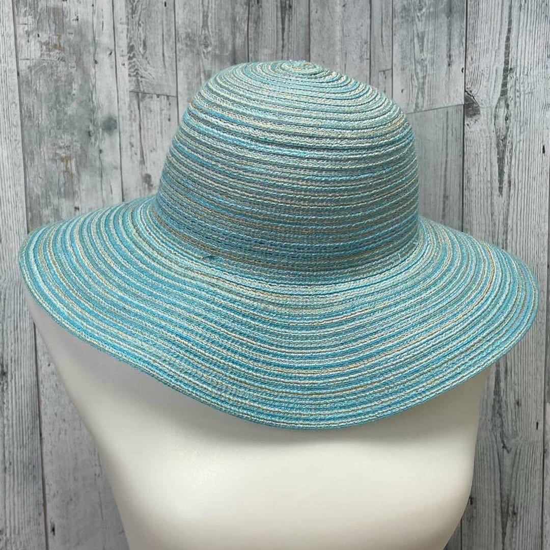 Sun Lily Blue Tan Stripe Sunshine Cruise Beach Floppy Sun Hat 15 by 7.5 ...