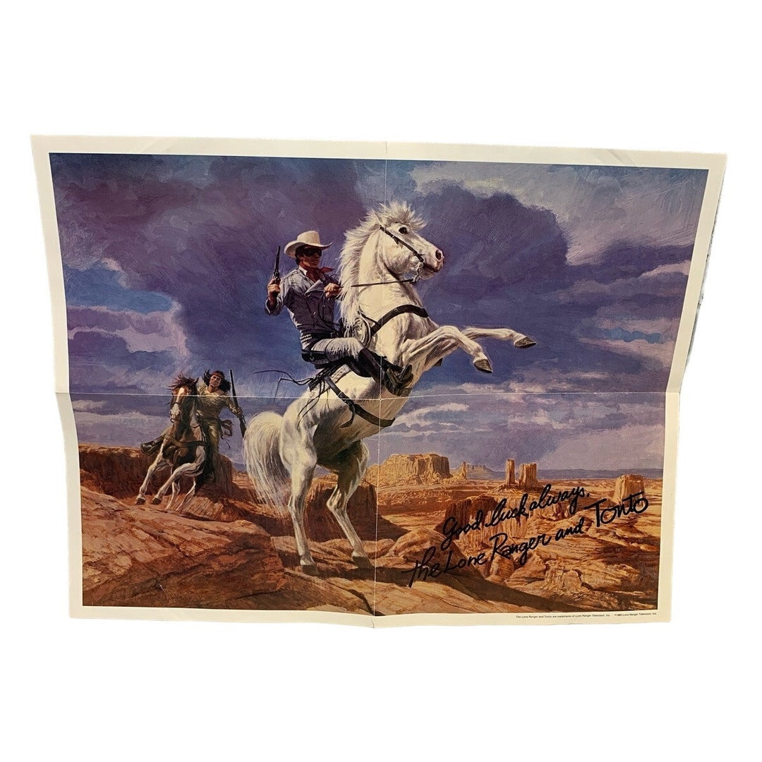 Vintage 1980 Lone Ranger Television Silver Tonto Good Luck Artwork ...