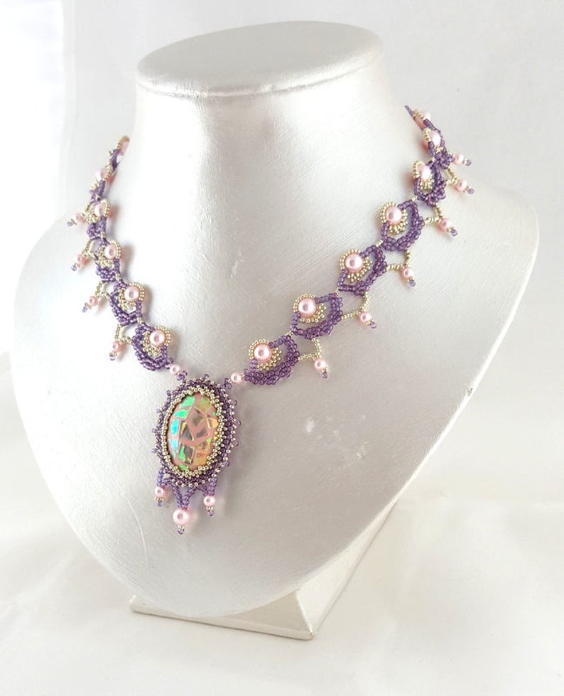 Pdf-file Beading Pattern Queen Beth Necklace Pdf-file Beading Tutorial ...