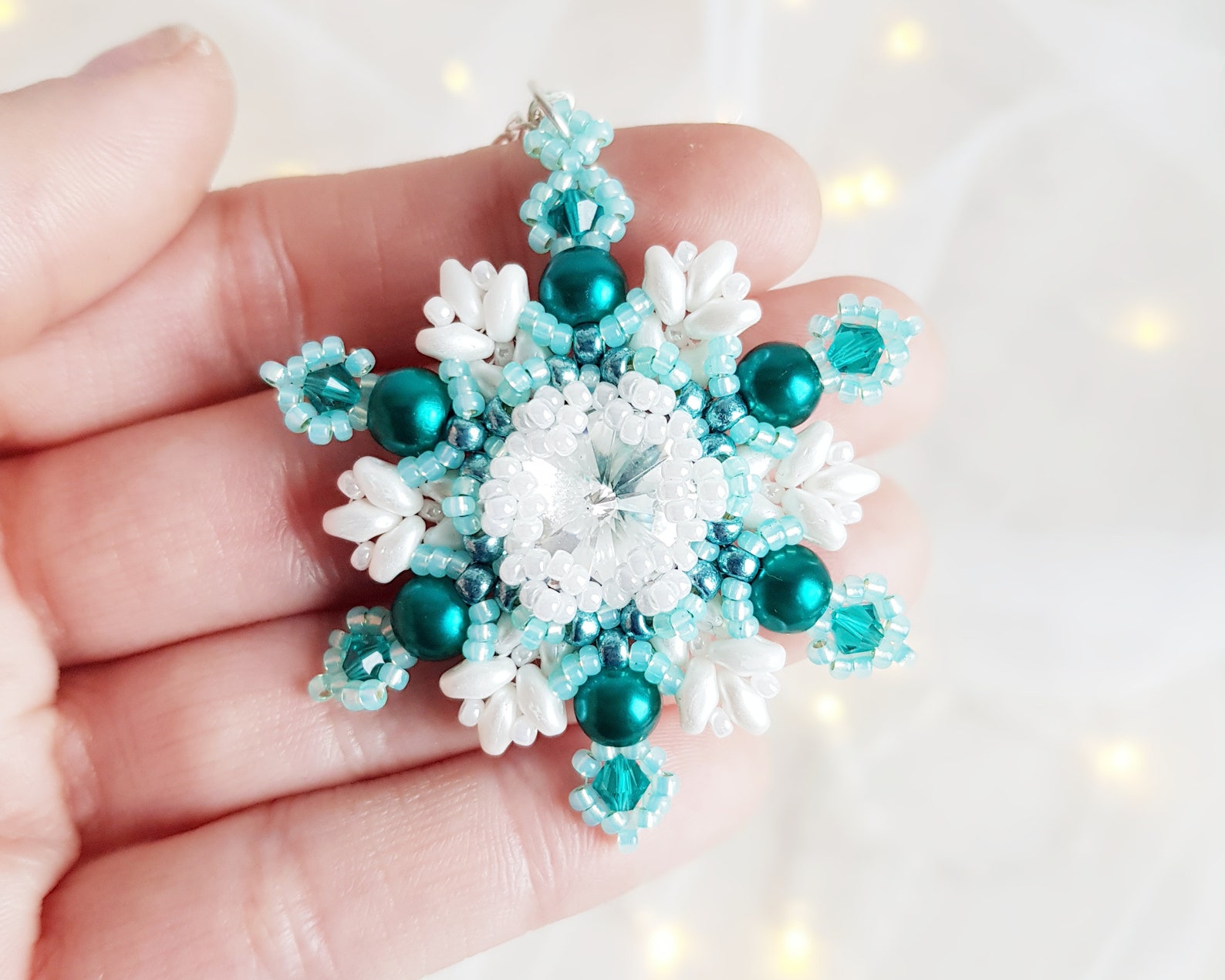 Snowflake Beading Pattern Superduo Beaded Snowflake Beadwork - Etsy