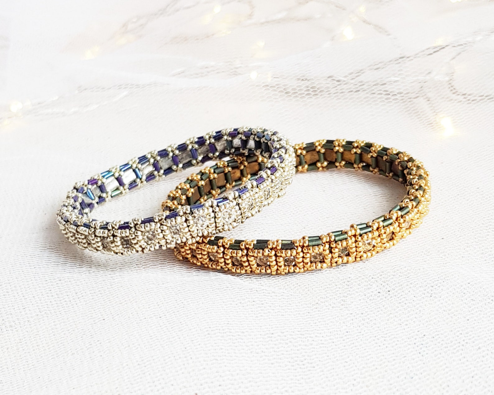 Bangle Beading Pattern, Bugle Beading Tutorial, Beaded Bangle Bracelet ...