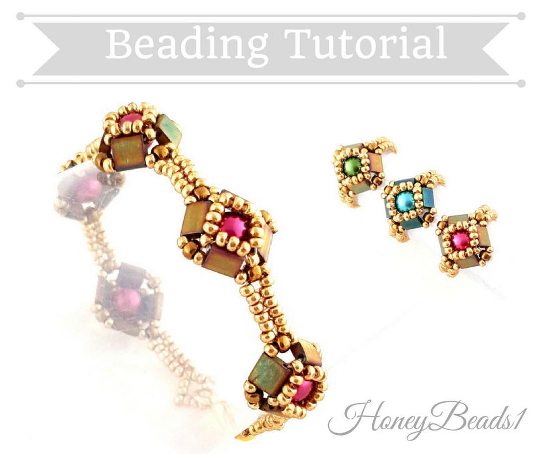 Pdf-file Beading Pattern Tilaria Bracelet & Ring With Tila Beads Beading Tutorial by Honeybeads1 ...