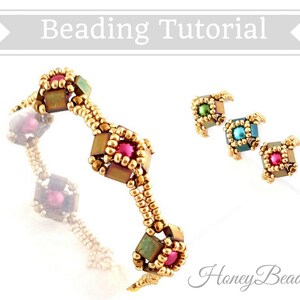 Pdf-file Beading Pattern Tilaria Bracelet & Ring With Tila Beads Beading Tutorial by Honeybeads1 ...