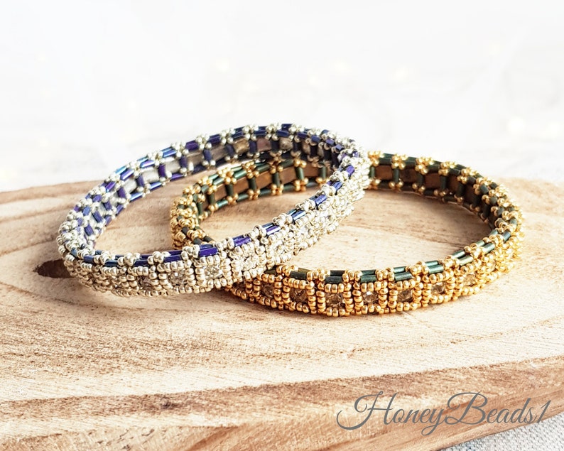 Bangle Beading Pattern, Bugle Beading Tutorial, Beaded Bangle Bracelet ...