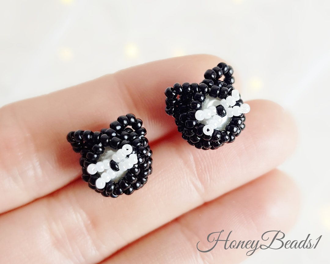 Cat Beading Pattern, Cat Stud Earrings, Cat Earrings, 'mr. Whiskers ...