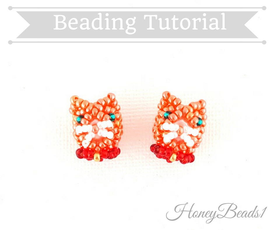 Pdf-file Beading Pattern Cat Stud Earrings 'toby' - Etsy