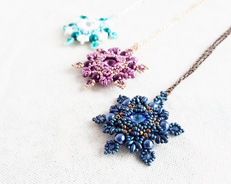 Snowflake Beading Pattern Superduo Beaded Snowflake Beadwork - Etsy