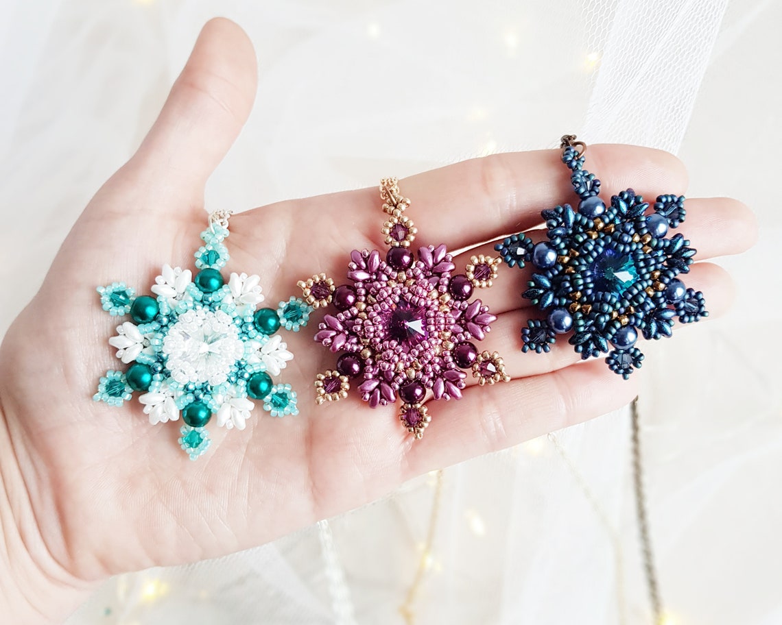 Snowflake Beading Pattern Superduo Beaded Snowflake Beadwork - Etsy
