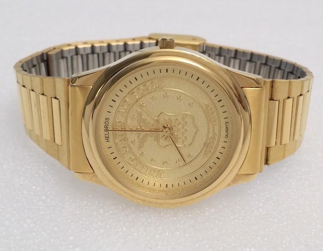 HELBROS Gold Plated USAF U.S. Air Force Military Watch - Etsy