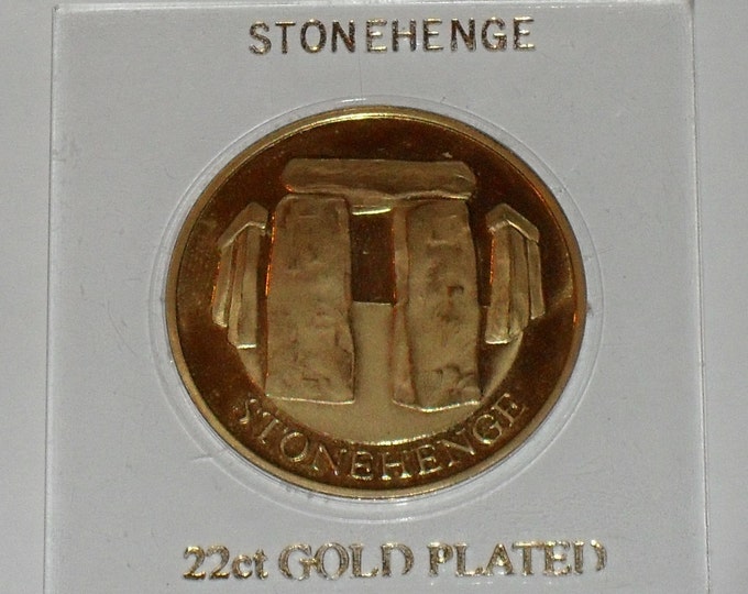 22k Yellow Gold Plated Stonehenge Coin Medallion Collectible Souvenir ...
