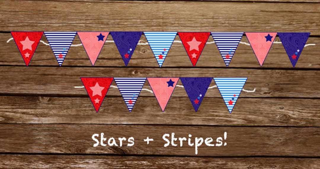 Stars & Stripes Banner - Red, White and Blue - Print at Home Banner - Etsy