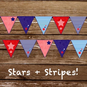 Stars & Stripes Banner - Red, White and Blue - Print at Home Banner - Etsy