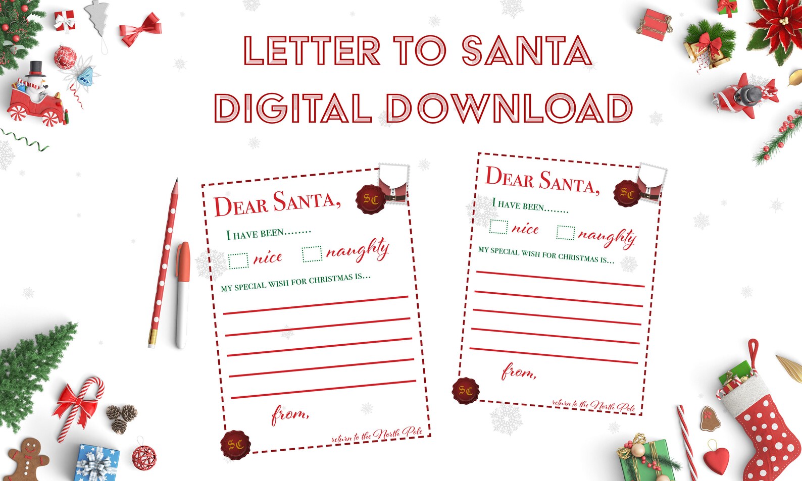 Letter to Santa Digital Printable - Etsy