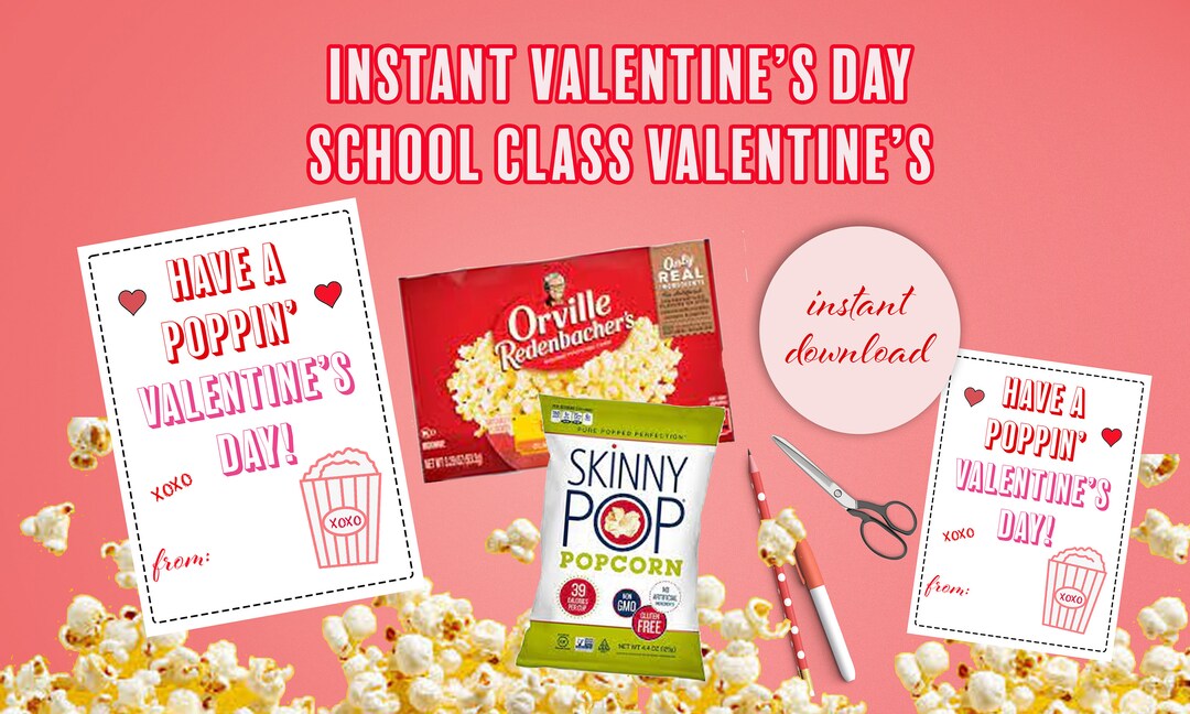 INSTANT DOWNLOAD - School Class Valentine's Cards - Digital Popcorn ...