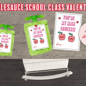 INSTANT DOWNLOAD Class Valentine's Day Cards - Applesauce Pouch Class ...
