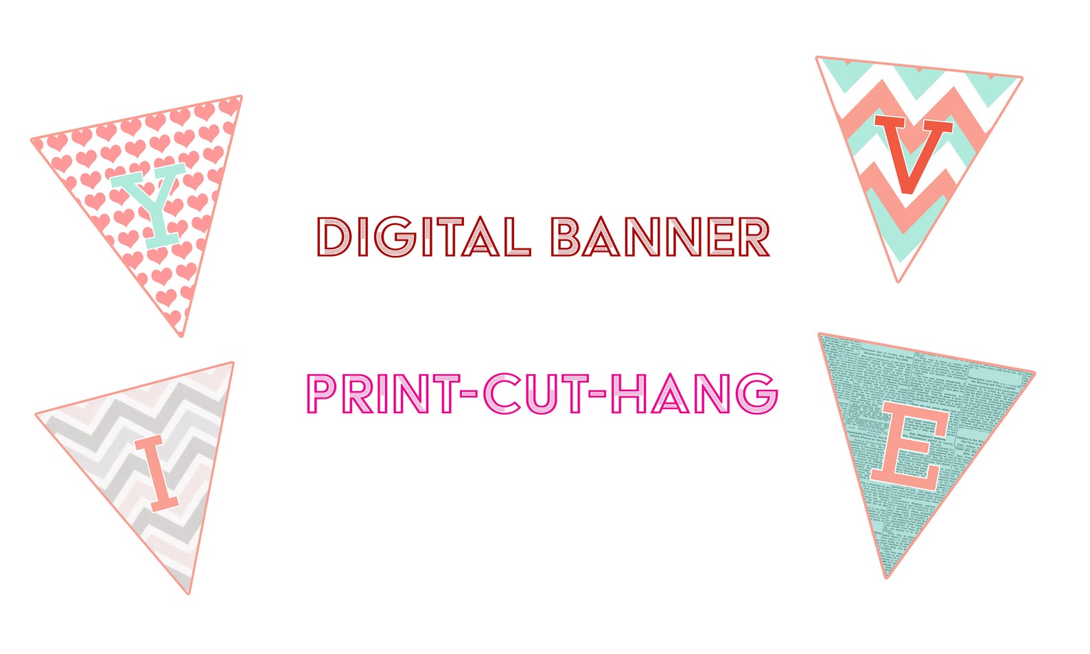 DIY Printable Valentine's Pennant Banner - Etsy