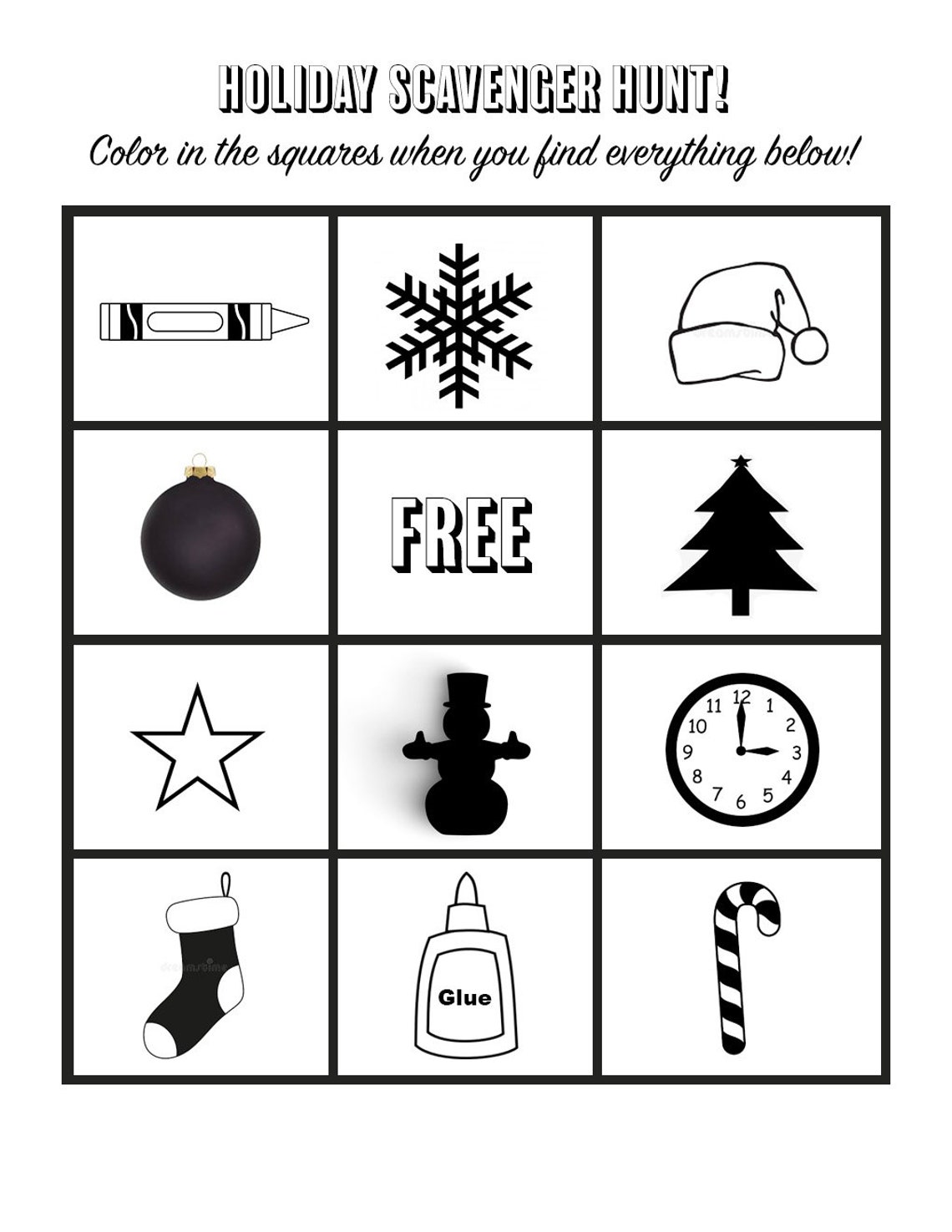 Printable Holiday Scavenger Hunt for Kids - Preschool, School Class ...