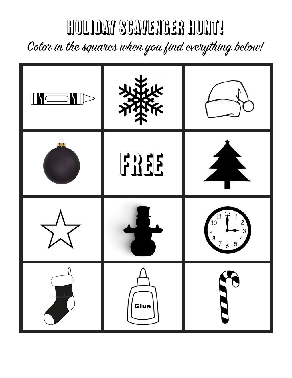 Printable Holiday Scavenger Hunt for Kids - Preschool, School Class ...