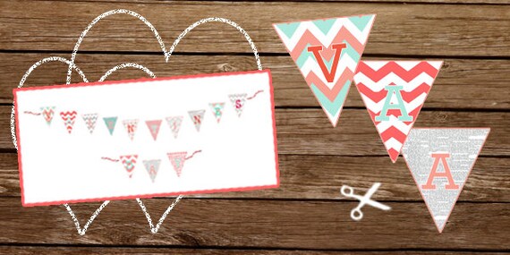 DIY Printable Valentine's Pennant Banner - Etsy