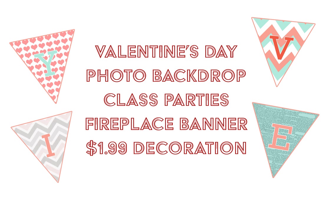 DIY Printable Valentine's Pennant Banner - Etsy