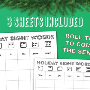 Sight Word Dice Game: Holiday Edition- 3 Pack of Sight Word Worksheets ...