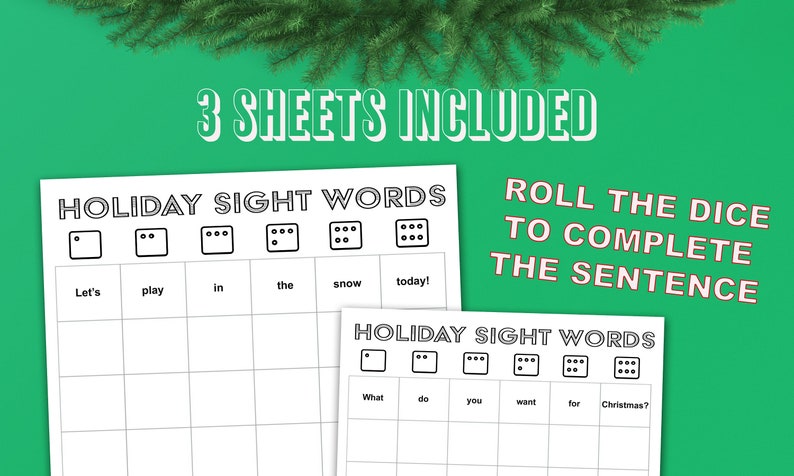 Sight Word Dice Game: Holiday Edition- 3 Pack of Sight Word Worksheets ...