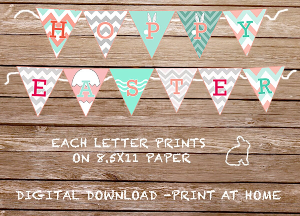 Happy Easter Banner - Print at Home (hoppy Easter) - Etsy